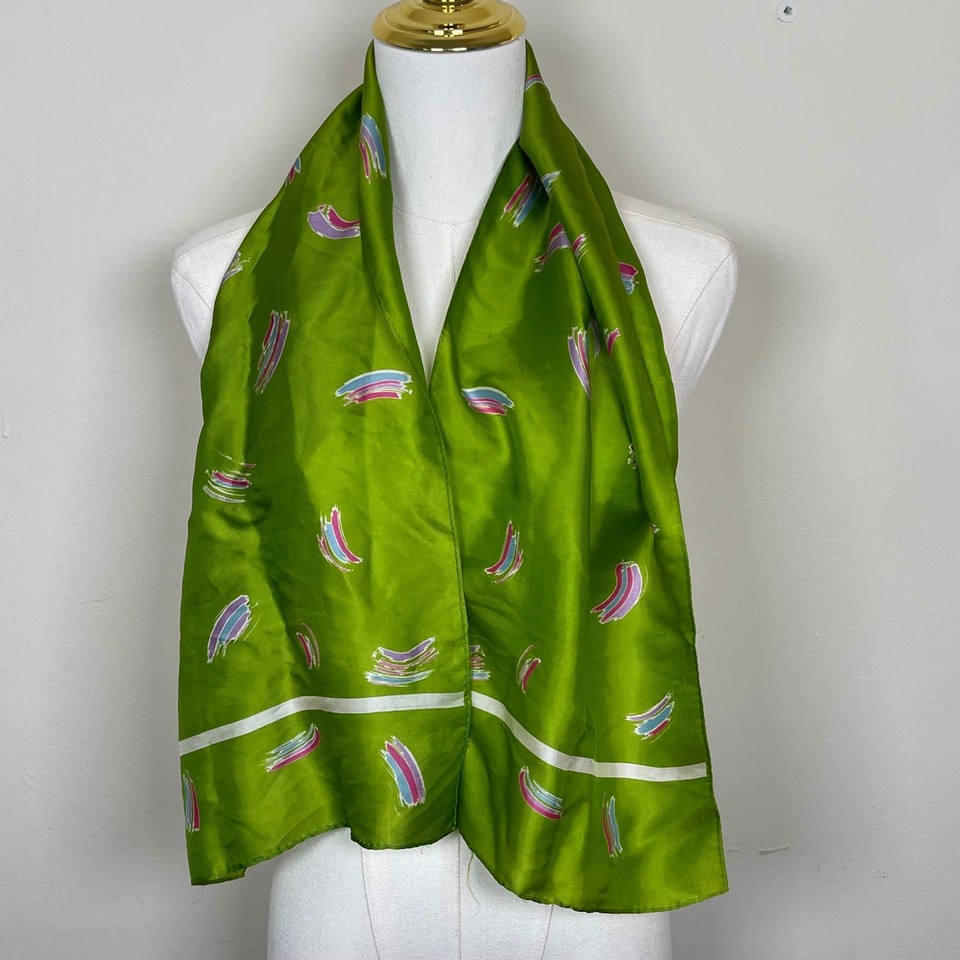Vintage ECHO Silk Neck Hair Purse Scarf Kelly Green Abstract Brush ...