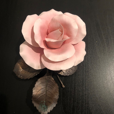 Boehm Limited Issue Royal Highness 7” Pink Rose Sculpture on Bronze ...