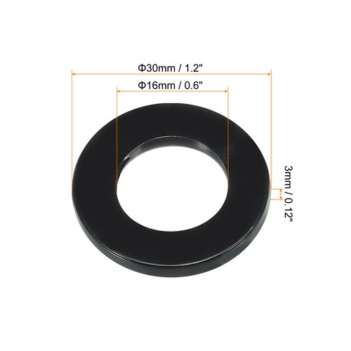 M16 Nylon Flat Washer, 80pcs 16mm ID 30mm OD 3mm Thick Sealing Spacer ...