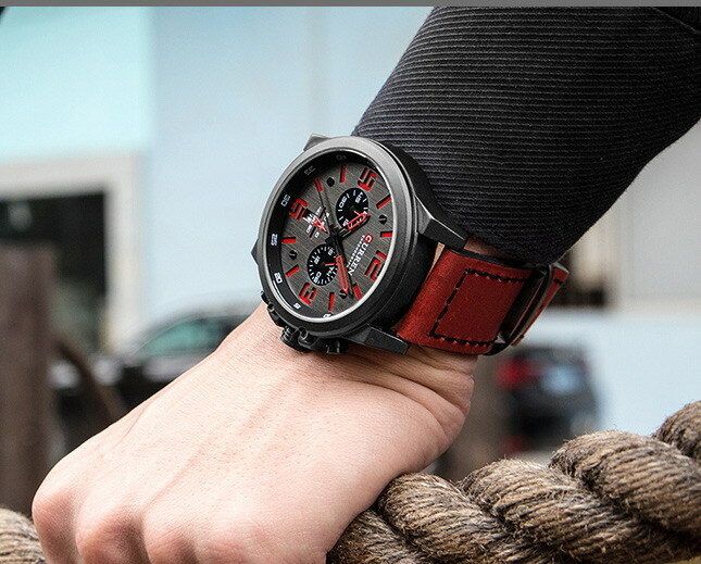 Analog Day Leather Band Time Wristwatch Classic Male Mens Fashion ...