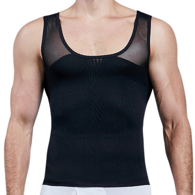 Mens Slimming Body Shaper Underwear Corset Compression Vest Singlet Dad ...