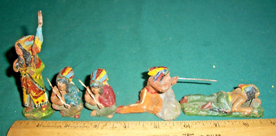Lot of 5 Vintage Elastolin (Made in Germany) Native Americans (Indians ...