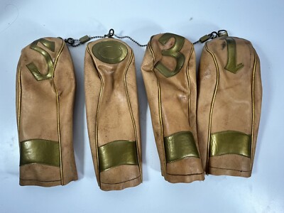 Golf Club Vinyl Head Covers 1 3 5 0 Brown/Gold Chain RC Brand? Vintage ...