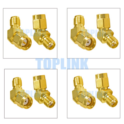 2x SMA RP-SMA Male Plug to SMA RP-SMA Female Jack 45 Degree 135 Angle ...