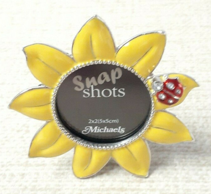 Michaels Snapshots 2 x 2 Frame *Ladybug Daisy/Sunflower *Metal/Enamel ...