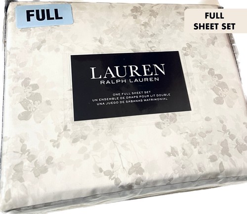 Ralph Lauren 4 Piece FULL SHEET Windsor Floral Cottage Gray White 100% ...