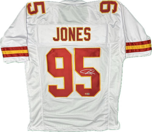 Chris Jones Autographed Kansas City Custom White Football Jersey (PIA ...