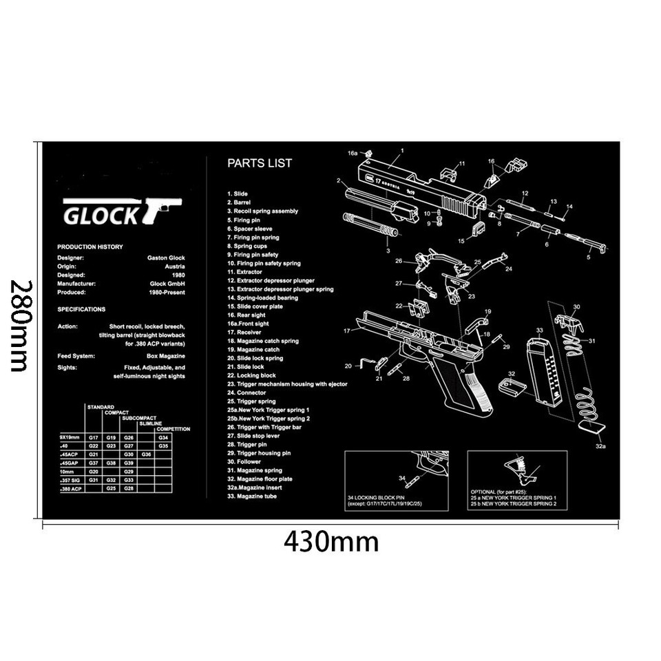 Gun Cleaning Rubber Mat W/ Part Diagram Instructions Mouse Pad for ...
