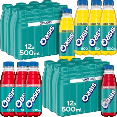24 x Oasis Real Fruit Soft Drink-Summer Fruits ,Citrus Punch Mixed Cans ...