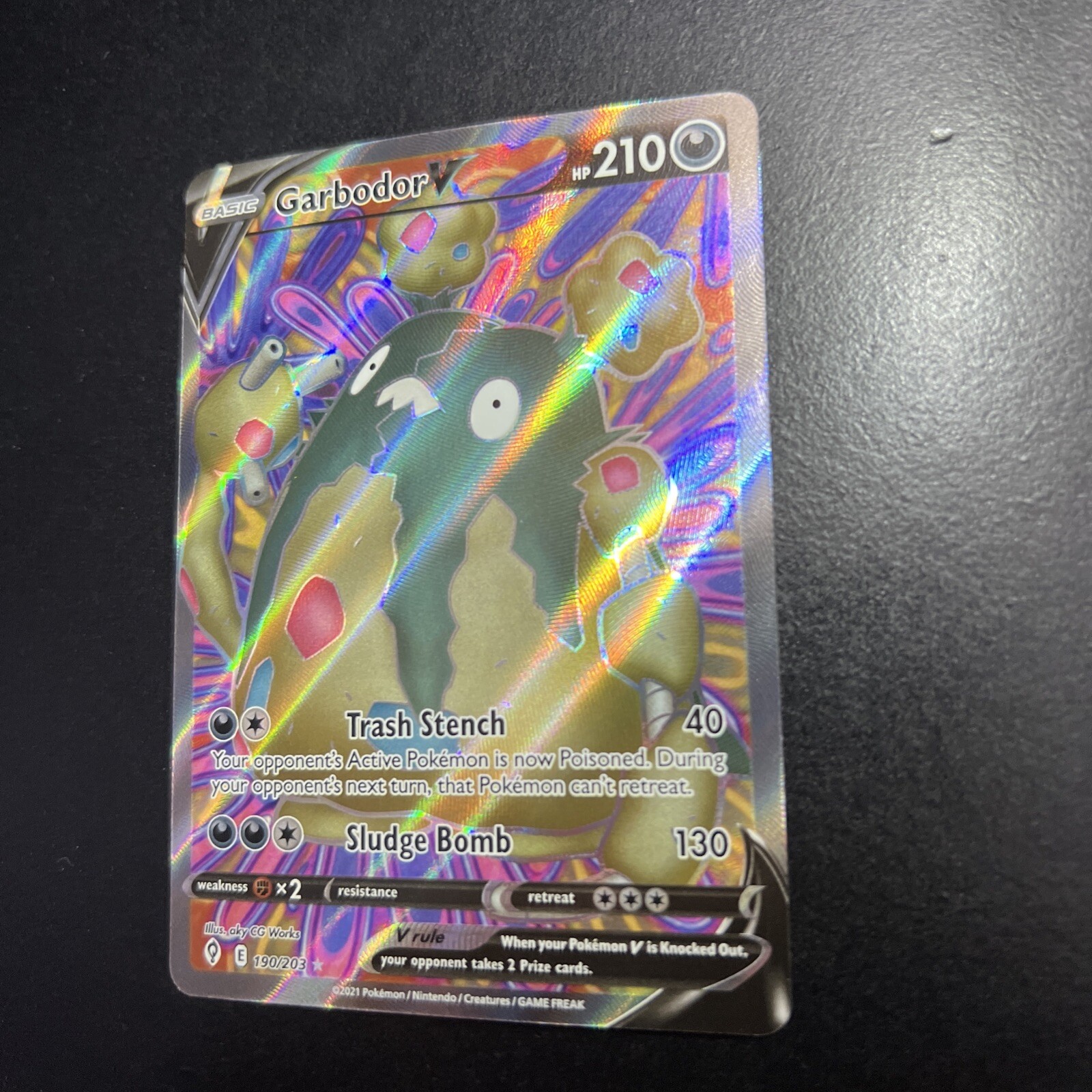 Garbodor V 190/203 Evolving Skies NM Full Art Ultra Rare Pokemon Card ...