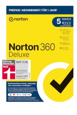 Norton 360 Deluxe | 5 Geräte| 15 Monate | 50GB Cloud | PC/Mac/iOS ...