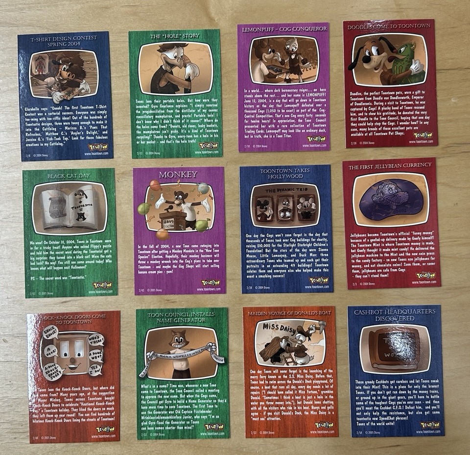 Disney ToonTown Online Trading Card Series 2 - ALL 12 Great Moments ...