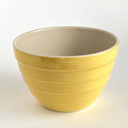 CRATE & BARREL Stoneware Ribbed Yellow Nesting Bowl Portugal 4.5x7 Inch ...