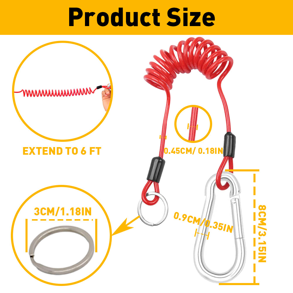 6ft Breakaway Trailer Cable Trailer Spring Safety Rope Coiled Brake ...