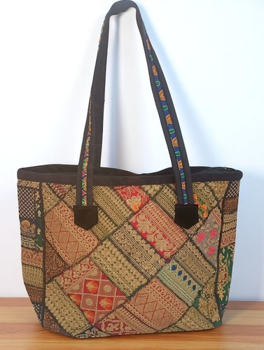 Handmade Boho Patchwork Tote Bag – Ethnic Brocade Shoulder Purse Boho ...