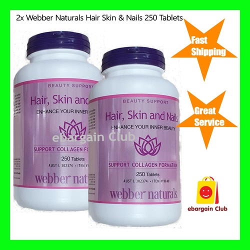 2x Webber Naturals Hair Skin & Nails 250 Tablets Support Collagen ...