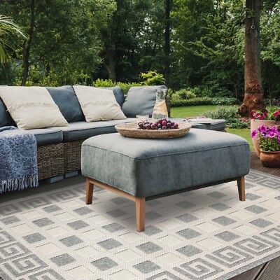 Nila Modern Geometric Greek Key Runner Stain Resistant Indoor Outdoor ...