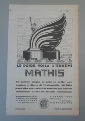 MATHIS CARS & TRUCKS orig 1932 Sales Brochure Depliant in French 4 6 8 ...
