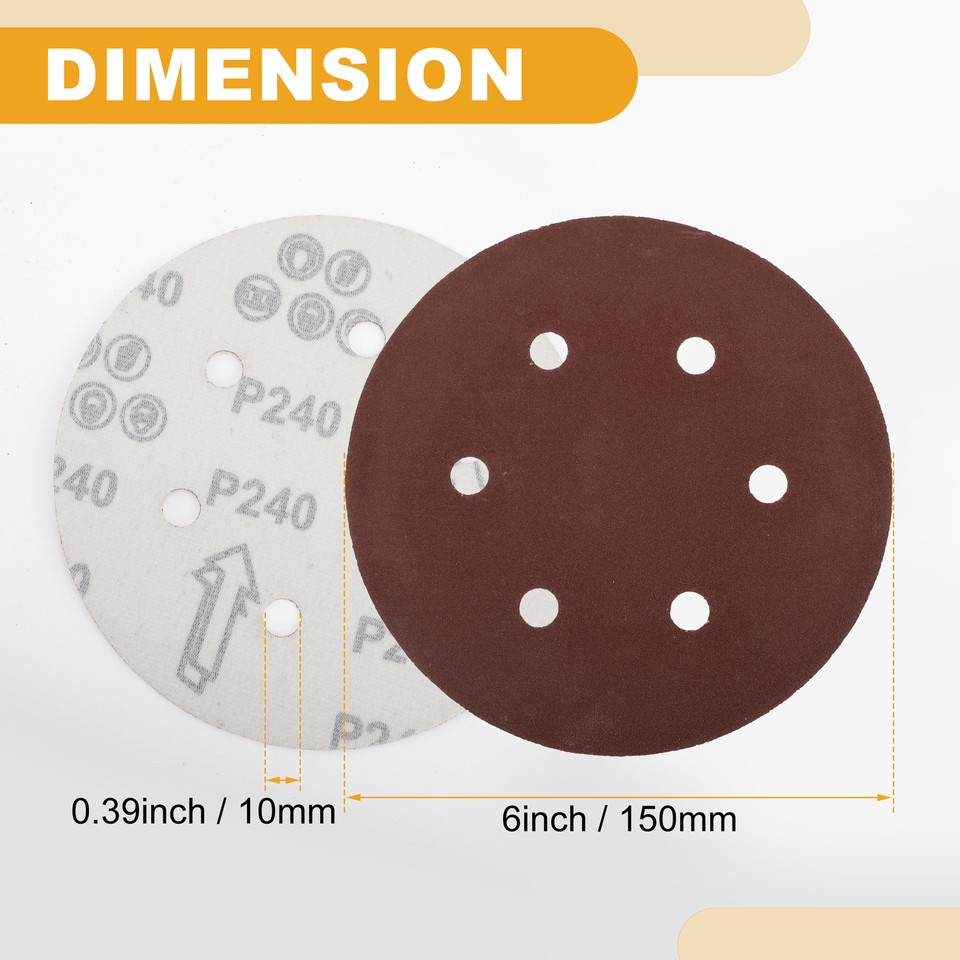 50 Pcs 240Grit Universal Sanding Discs-Round Hook Loop Sandpaper-White ...