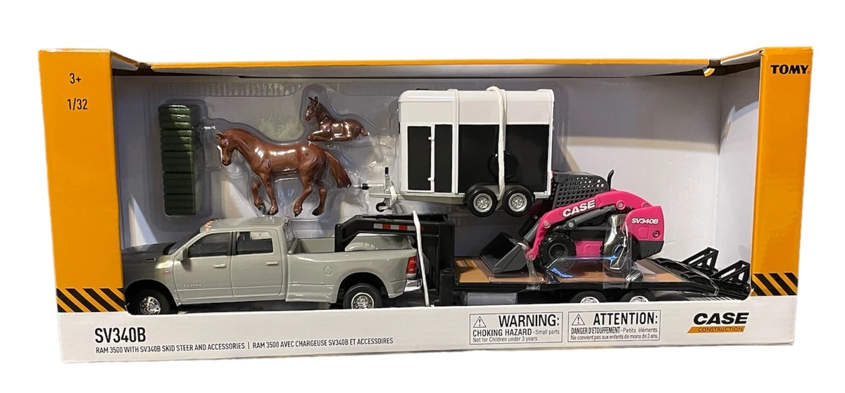 1/32 CASE SV340B Skid Steer On Flatbed Trailer With RAM, 53% OFF