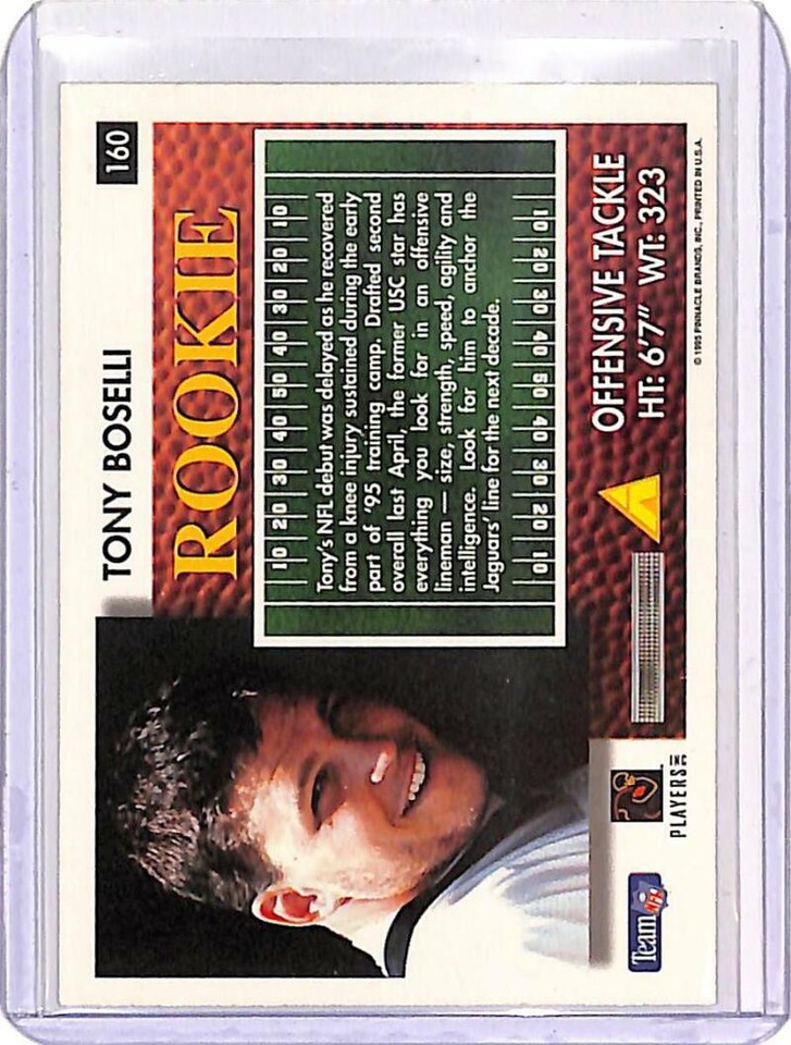 1995 Summit #160 Tony Boselli RC Rookie Jacksonville Jaguars Football ...