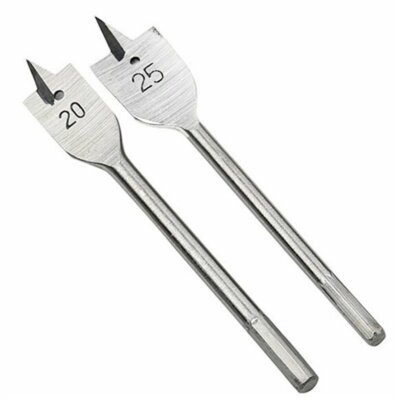 2 Pcs Spade Bit Set 20mm 3/4" + 25mm 1" Woodboring Flat Wood Drill Bit ...