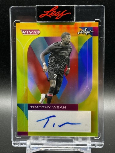 2022 Timothy Weah Leaf Vivid Yellow Refractor USMNT Autographed Card ...