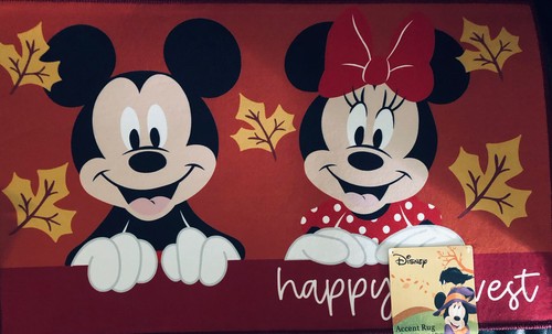 DISNEY~MICKEY & MINNIE MOUSE ~Fall “HAPPY HARVEST”Rug/Mat~20”X32”~NEW ...