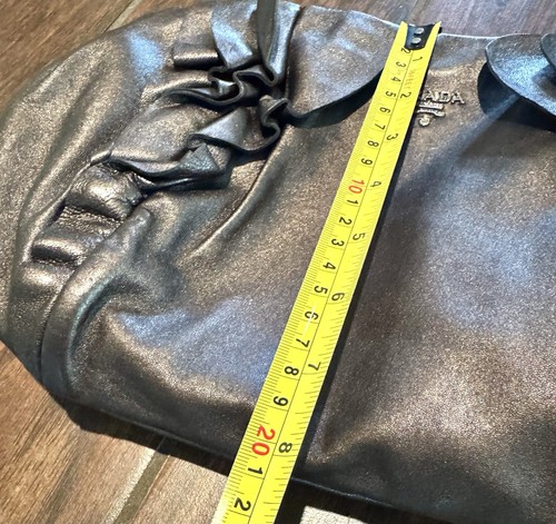 PRADA NAPPA Metallic Leather Ruffle Pochette Clutch Bag | eBay