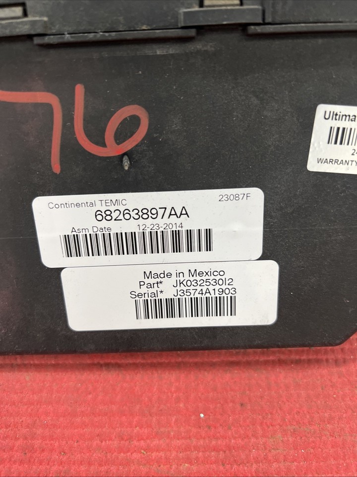 2015 JEEP WRANGLER TOTALLY INTEGRATED POWER MODULE TIPM 68263897AA ...