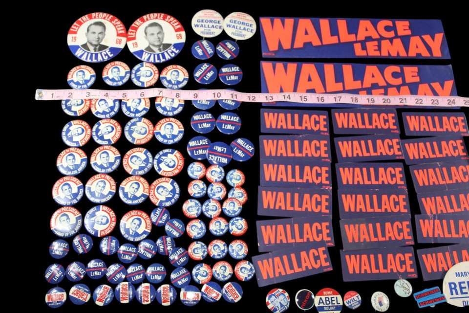100+ Vintage 1968 George Wallace For President Campaign Buttons ...