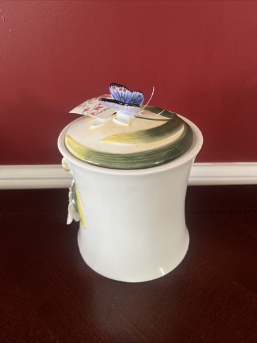 Corner Ruby Botanical Collection Butterfly/Lily Ceramic Canister NEW | eBay