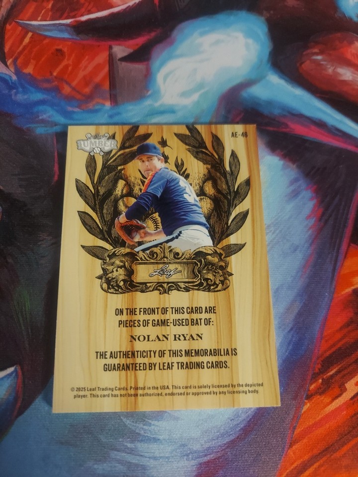 2025 Leaf Lumber Nolan Ryan SSP All-Time Enshrined Dual Game Used Bat ...
