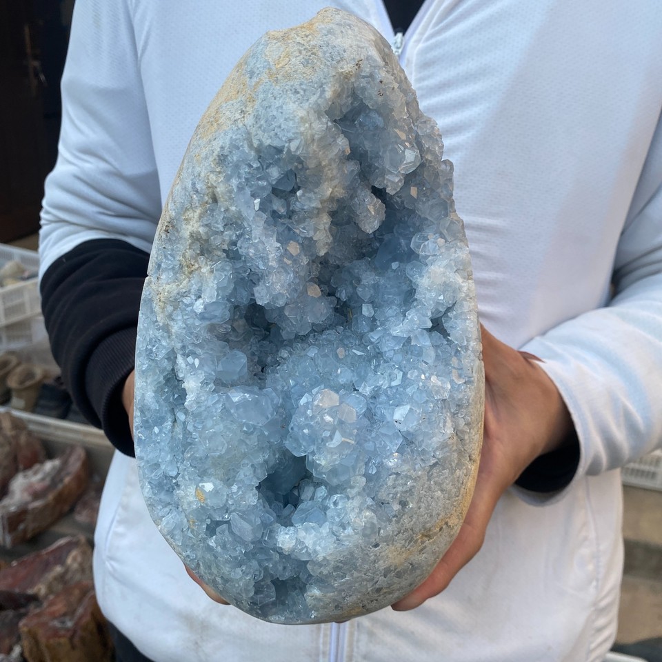 17.2lb Natural Blue Celestite Crystal Geode Quartz Cluster Mineral ...