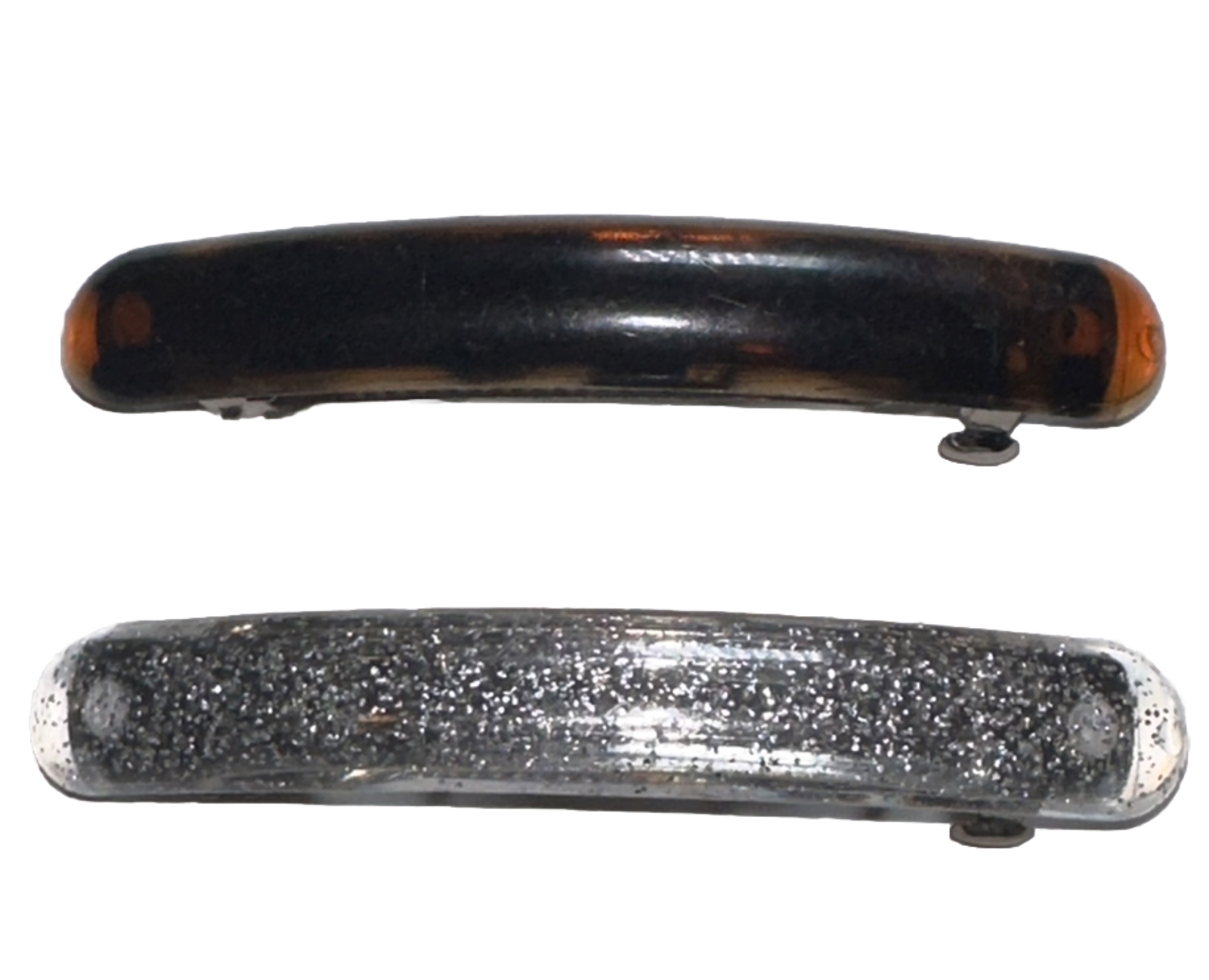 80’s Acrylic Tortoise Shell & Silver Glitter Large Ba… - Gem