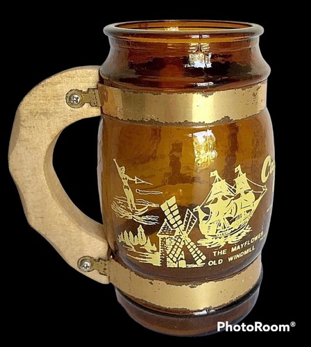 Vintage Siesta Ware Cape Cod Mug Amber Glass Wooden Handle 5" | eBay