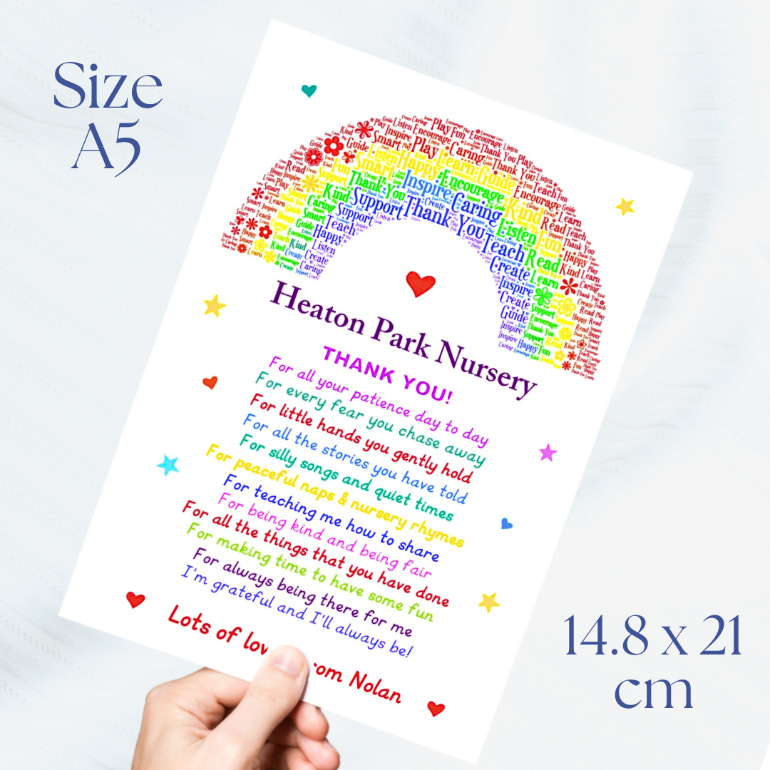 Personalised Teacher Thank You Rainbow Poem for Nursery Primary or ...