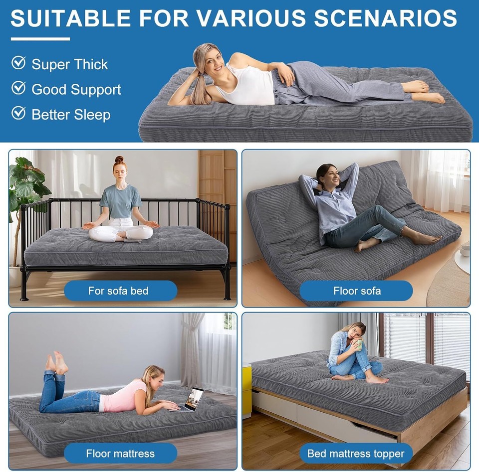 NAIZEA 75"x39"x6" Daybed Futon Mattress 5-Layer Foldable Futons Sofa ...
