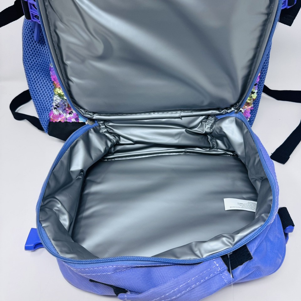 Holographic & Flip Sequins Backpack & Lunch Bag Set Purple Fast ...