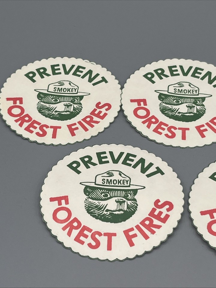(5) 1960's, "SMOKEY" The Bear, "Un-Used", Paper Coaster (Scarce ...