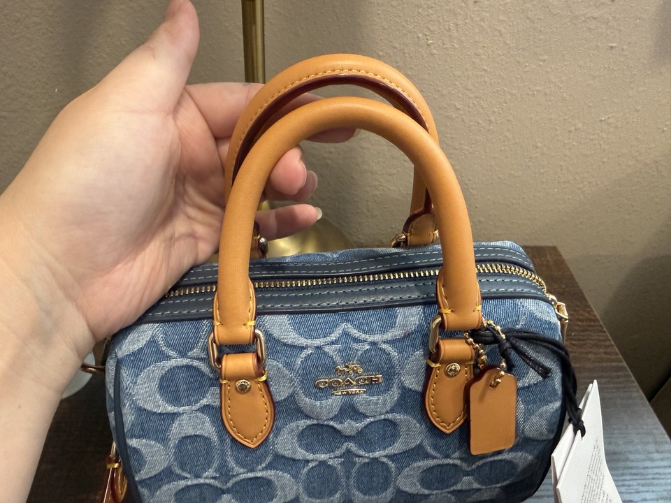 COACH Mini Rowan Crossbody Bag Signature Denim Logo Handbag CDQ36 NWT ...