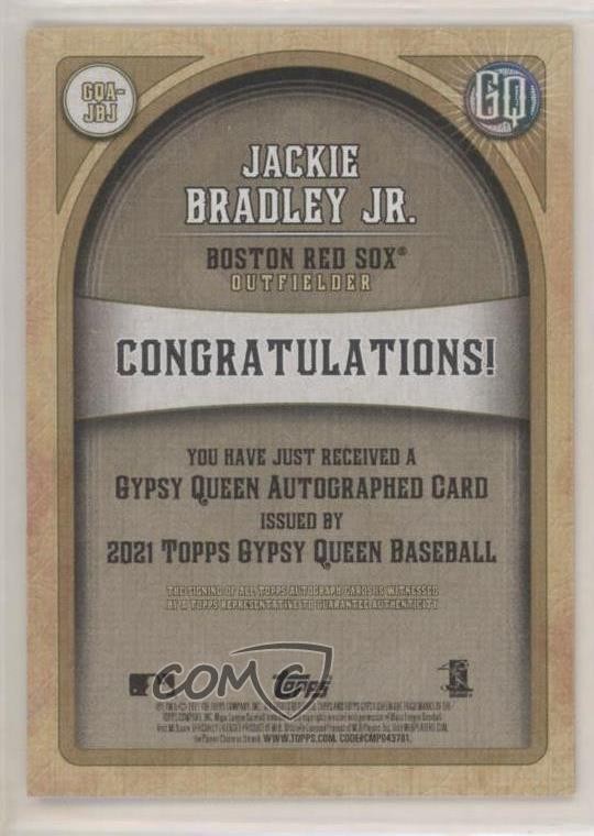 2021 Topps Gypsy Queen Team Script Font Swap Jackie Bradley Jr #GQA-JBJ ...