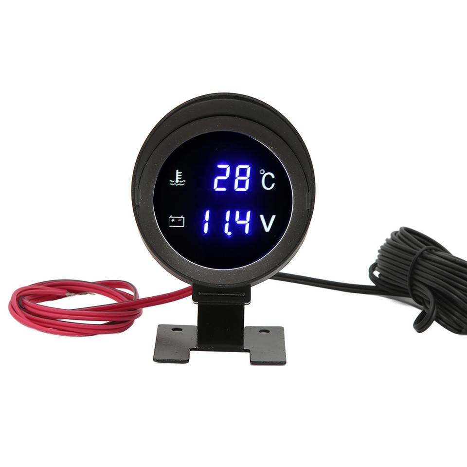 ⁺Round Digital Water Temperature Gauge LED Voltmeter DC 9V‑36V With ...