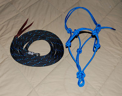 STIFF 4-KNOT HALTER & 14' LEAD ROPE W/TWIST SNAP FOR PARELLI TRAINING ...