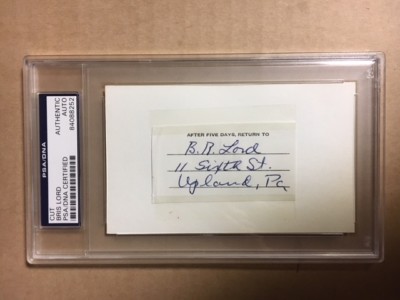Bris Lord 1905-1913 A's/Cle/Braves d1964 Signed/ Mounted "Cut ...