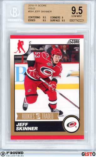POP 1: Jeff Skinner BGS 9.5: 2010-11 Score Gold Rookie Year Card Gisto ...