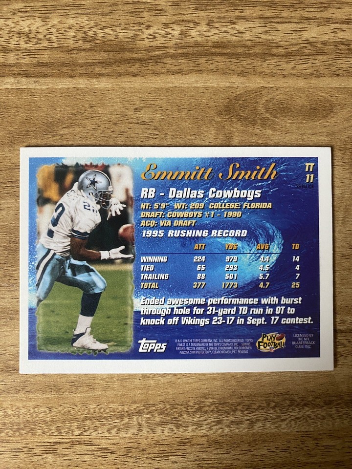 1996 Topps Chrome #TT 11 Emmitt Smith Tide Turner Refractor | eBay