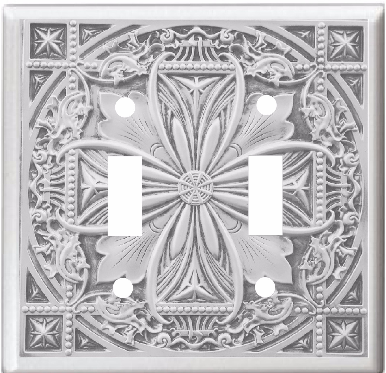 IMAGE OF FLORAL TILE GRAY LIGHT SWITCH COVER PLATE HOME DECOR | eBay