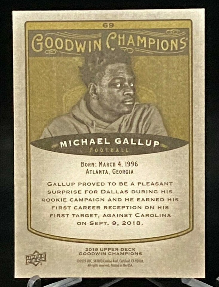 2019 Goodwin Champions Card #69 Michael Gallup Dallas Cowboys | eBay