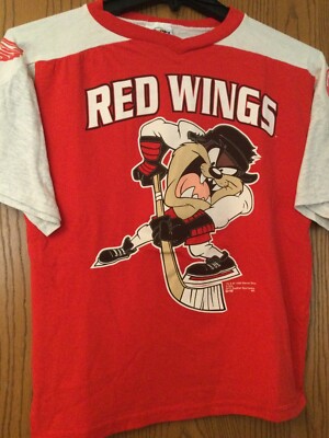 Detroit Red Wings - Taz - 1996 Red Shirt With Gray Sleeves - Looney ...